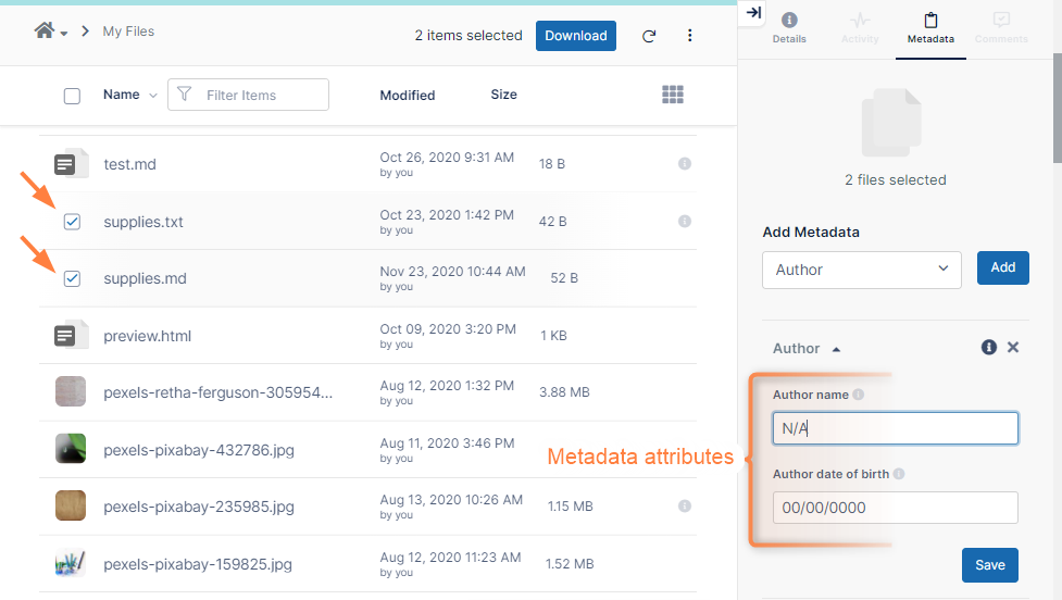 Adding Metadata - FileCloud Docs - Online