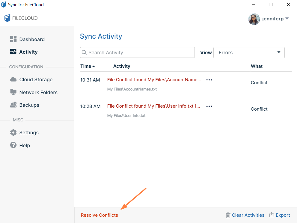 Managing Sync Conflicts Filecloud Docs