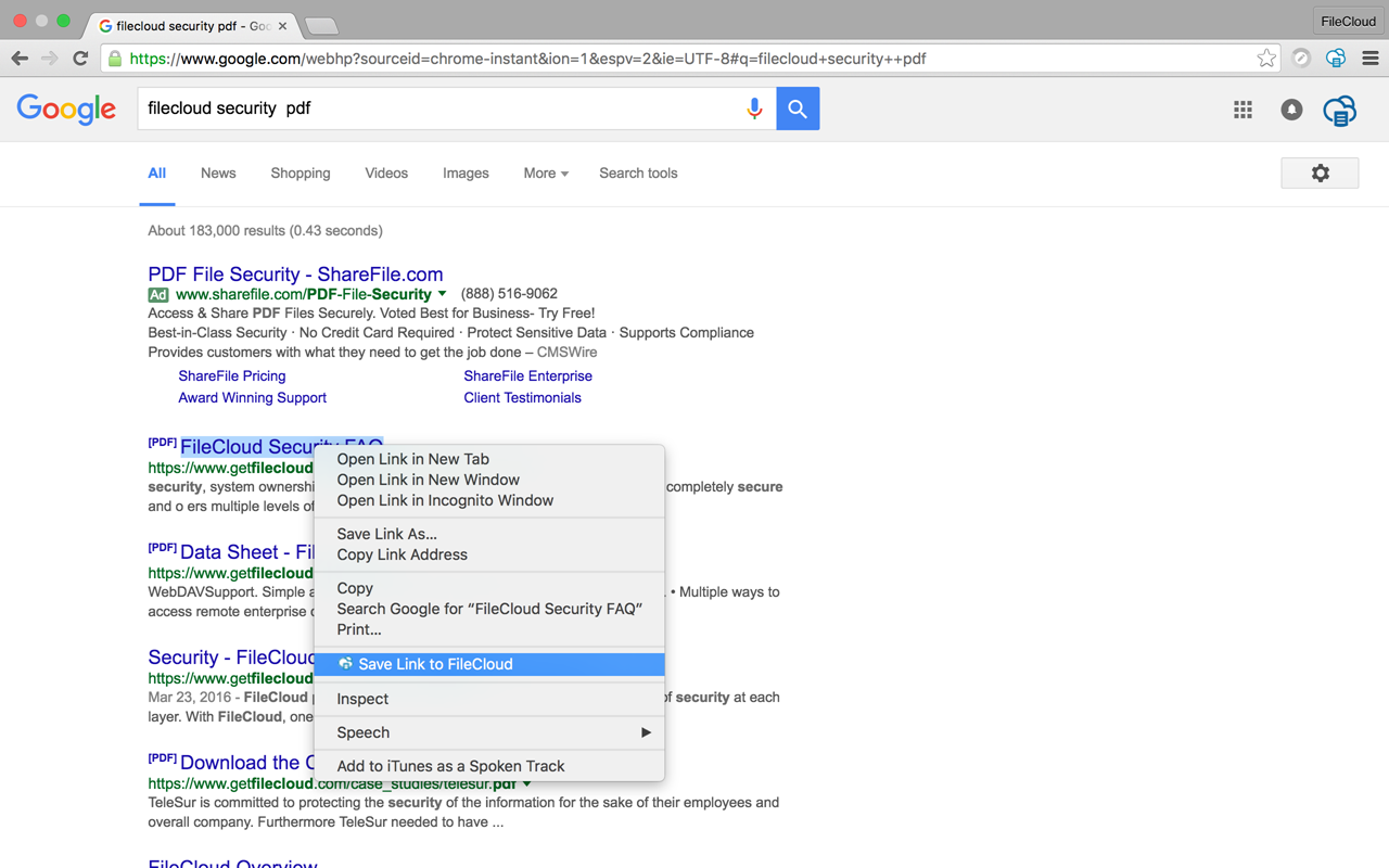 Save To Filecloud Chrome Browser Extension Filecloud Docs Server
