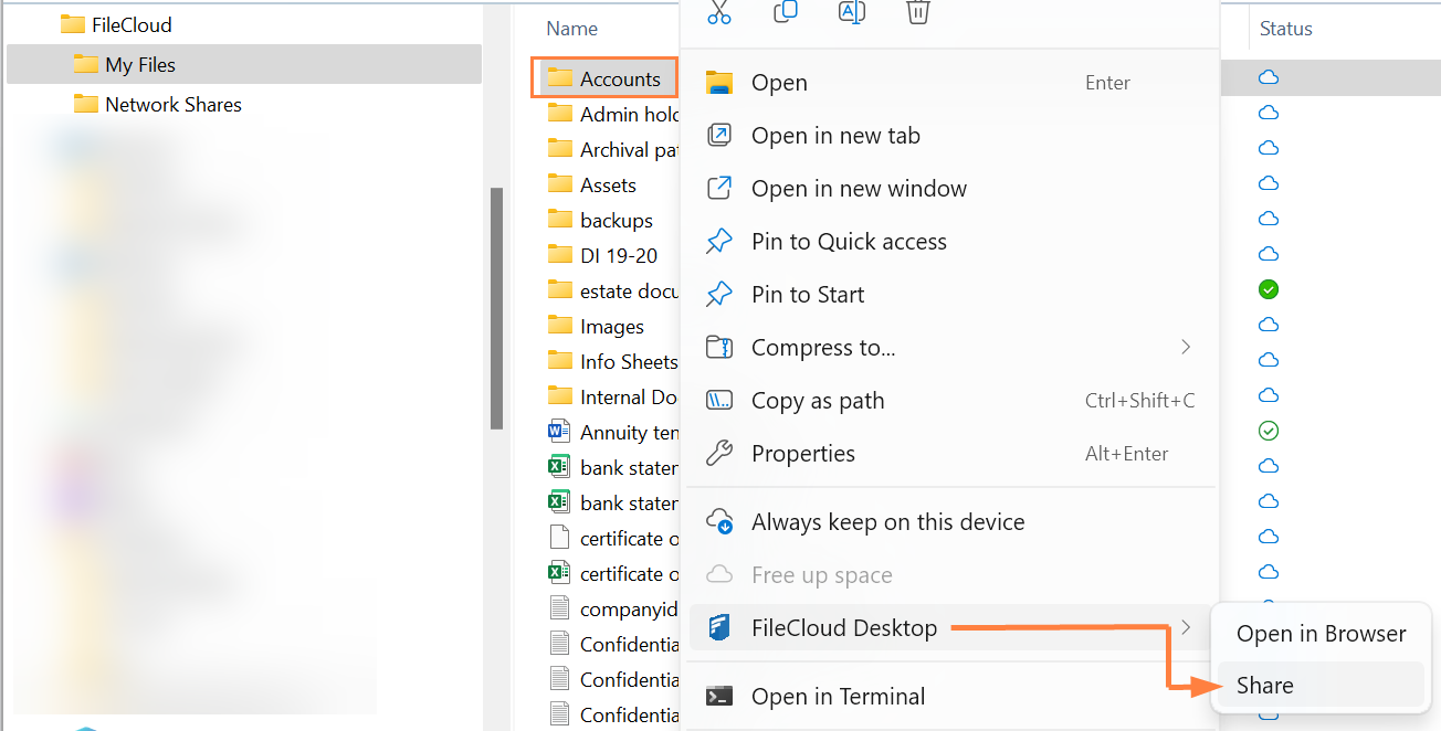 Sharing Files and Folders in FileCloud Desktop for Windows - FileCloud Docs - Server